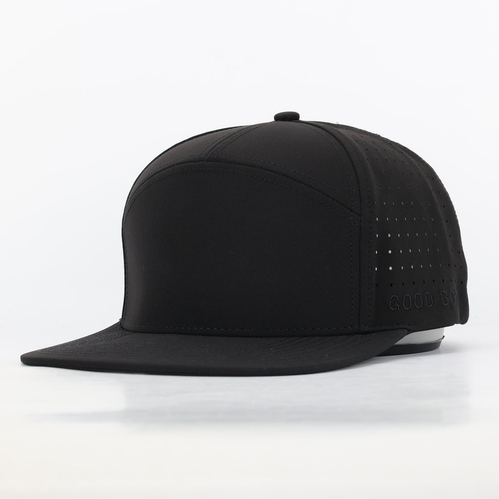 CUSTOM- Black 7 Panel Hat w/ Flat Brim – Good Boy Custom
